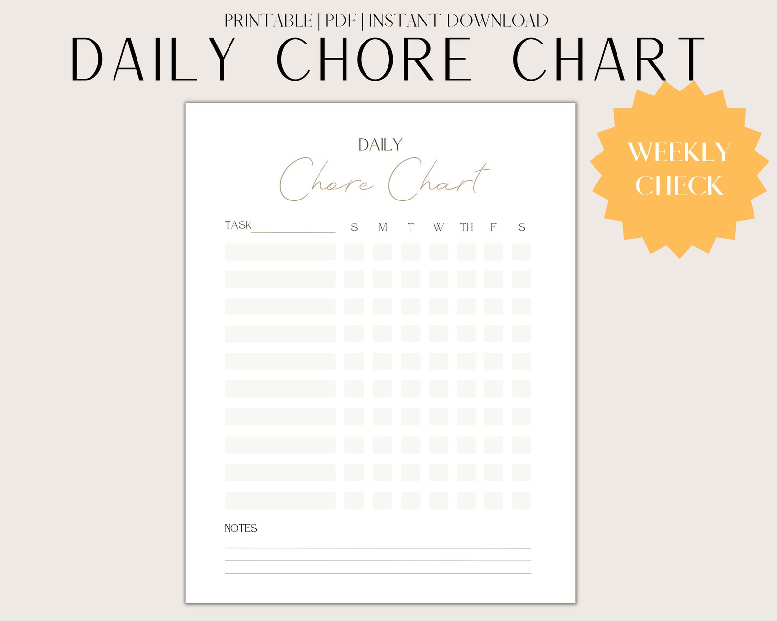 Daily Chore Chart Chore Checklist Daily Chore Tracker - Etsy