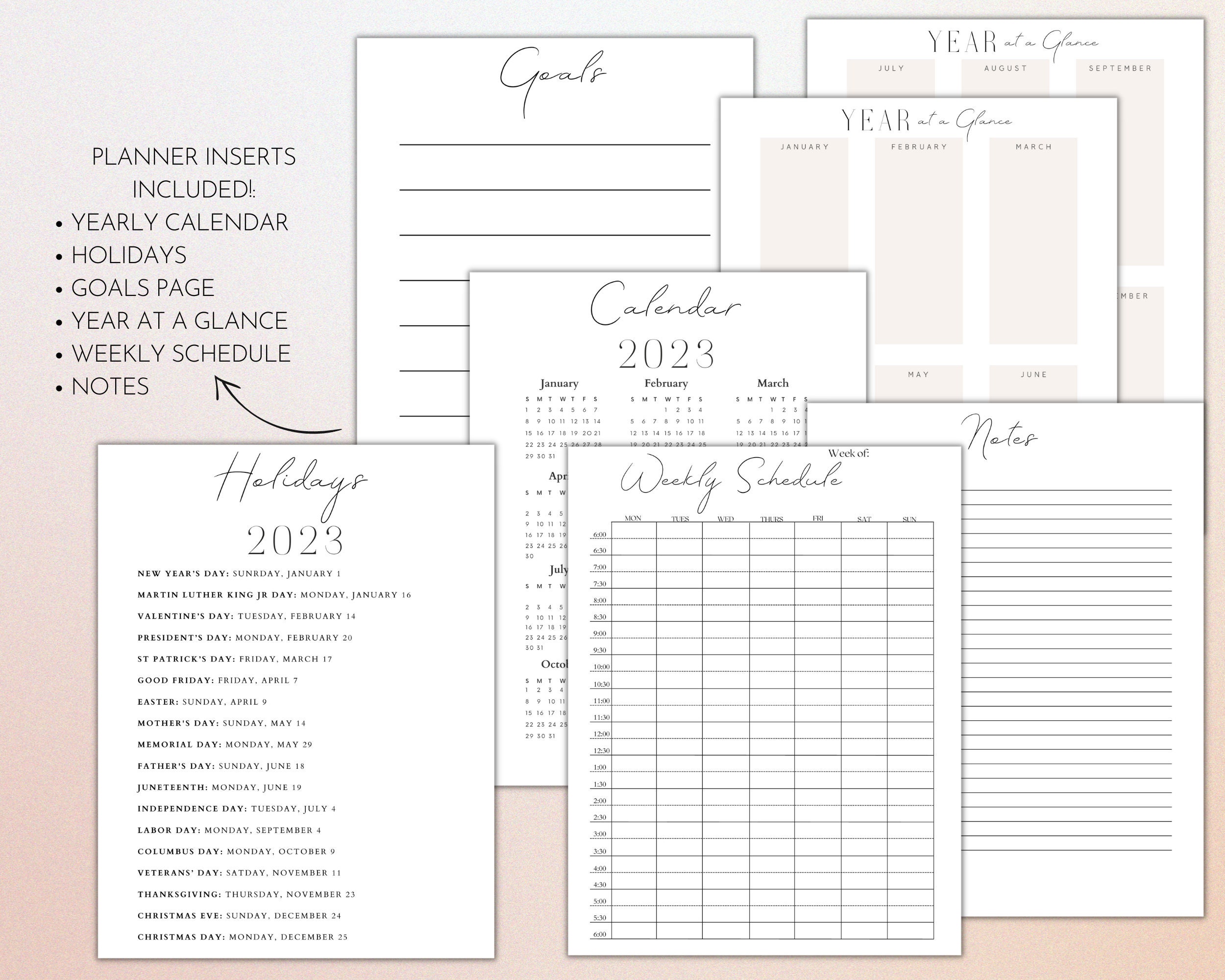 Printable 2023 Planner 2023 Calendar Minimalist Planner Daily Planner ...