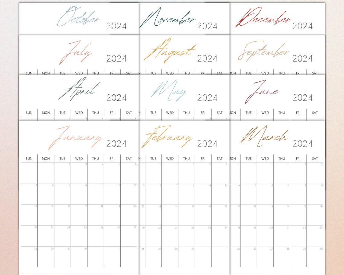 Printable 2022-2023-2024 Calendar Bundle Monthly Calendar - Etsy