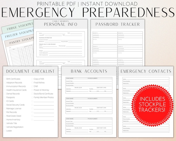 Printable Emergency Preparedness Binder Emergency - Etsy