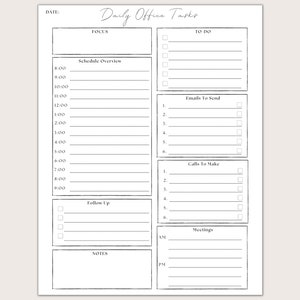Daily Office Tasks Office Planner Work Planner Office | Etsy