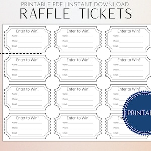 Printable Raffle Tickets Simple Raffle Tickets Enter to Win Tickets ...