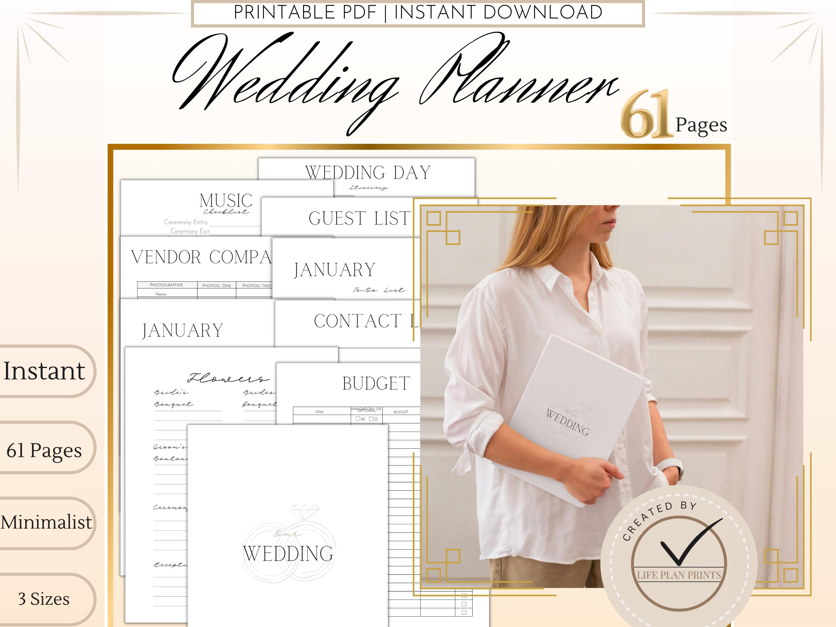 Wedding Planner | Printable Wedding Planner| Minimalist Wedding Planner ...