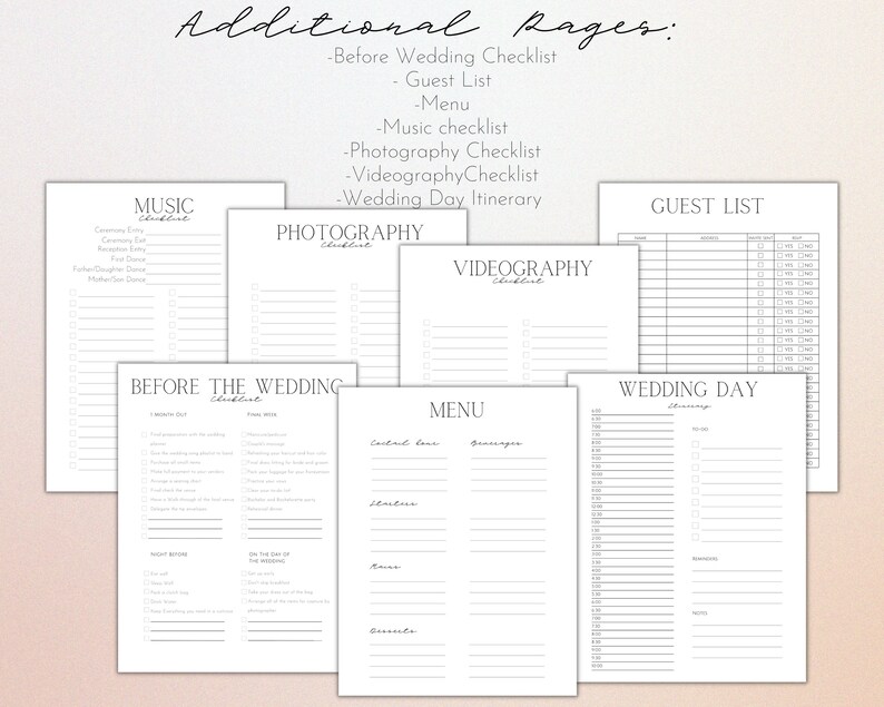 Wedding Planner Printable Wedding Planner Minimalist - Etsy