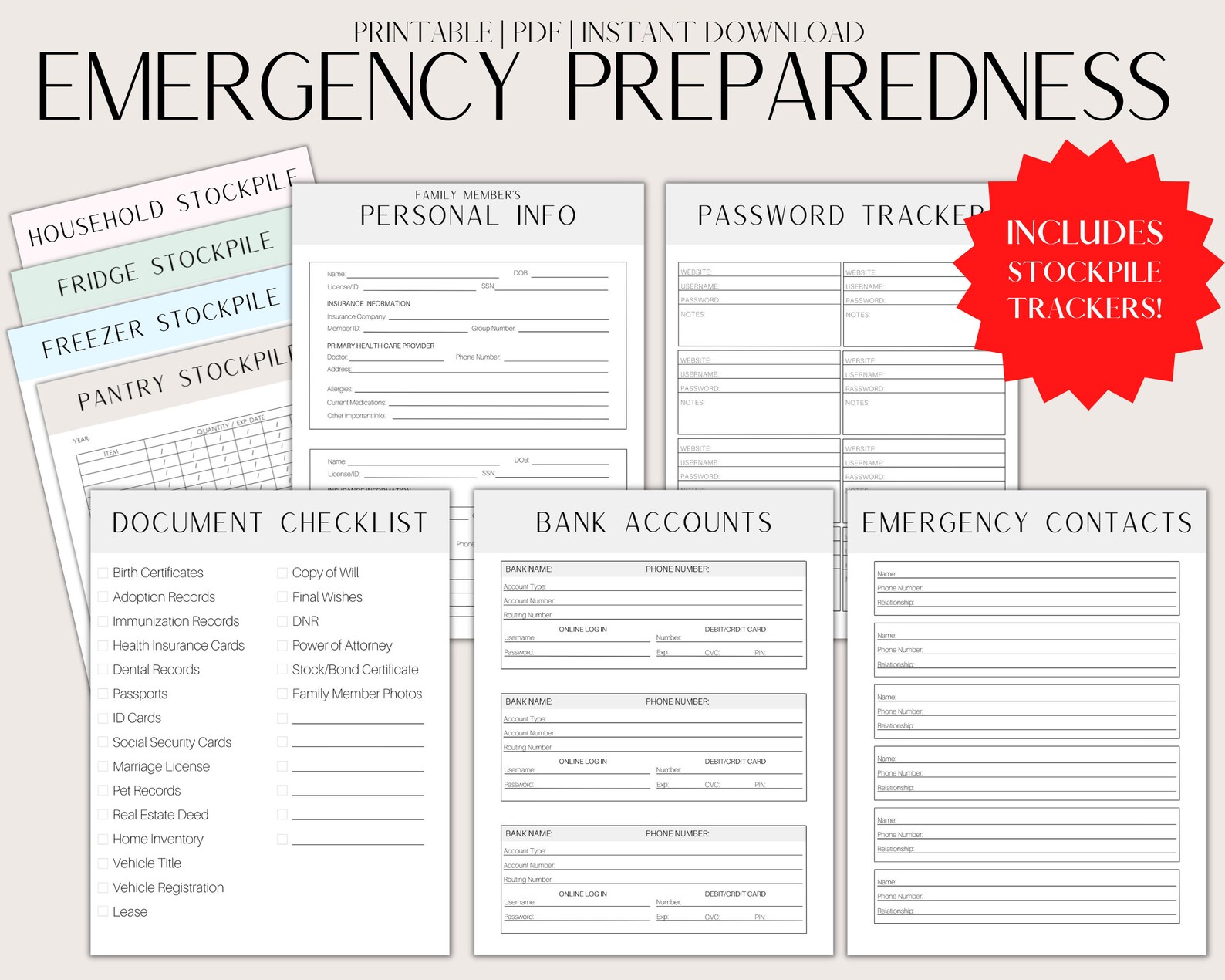 Printable Emergency Preparedness Binder Emergency | Etsy