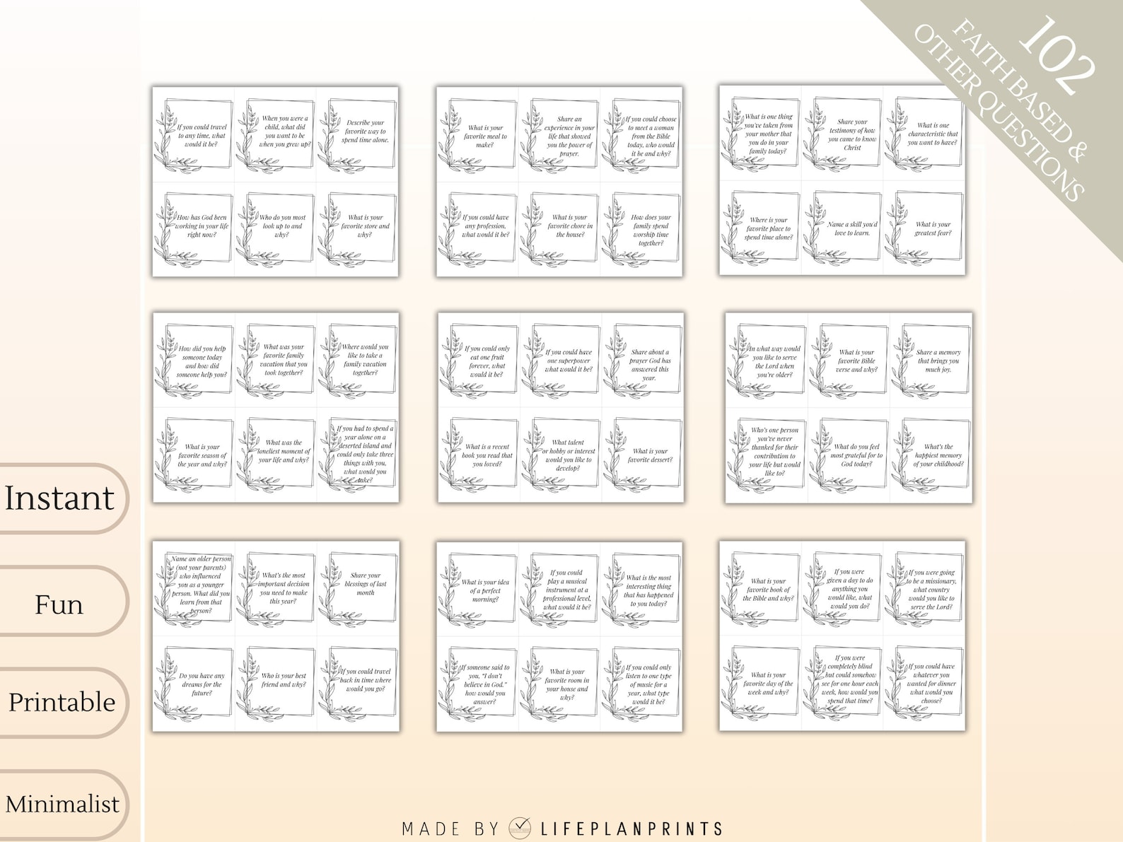 Printable Ladies Faith Based Conversation Starters | Minimal Design ...