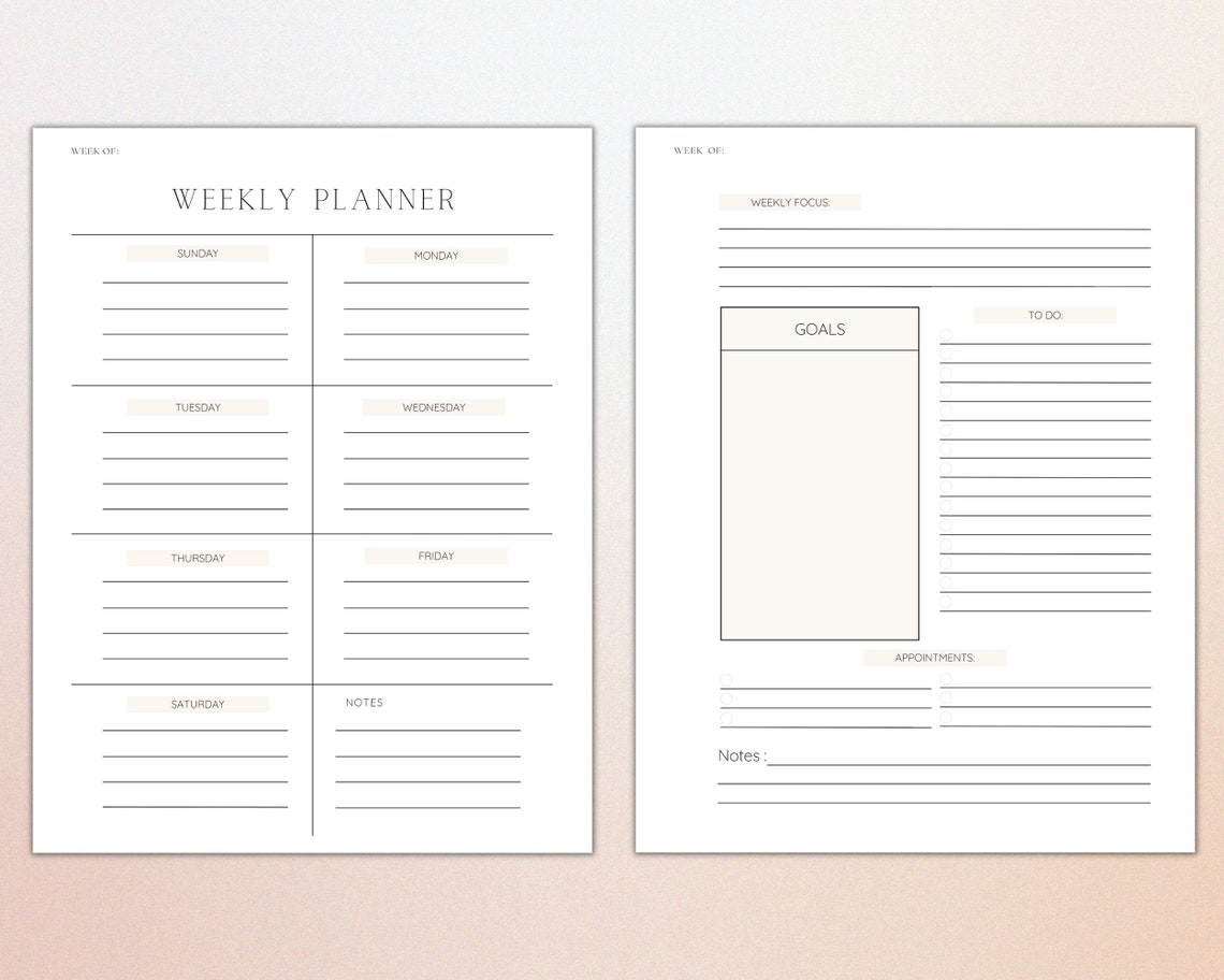 Undated Planner Daily, Weekly, Monthly, Yearly Planner, Printable ...