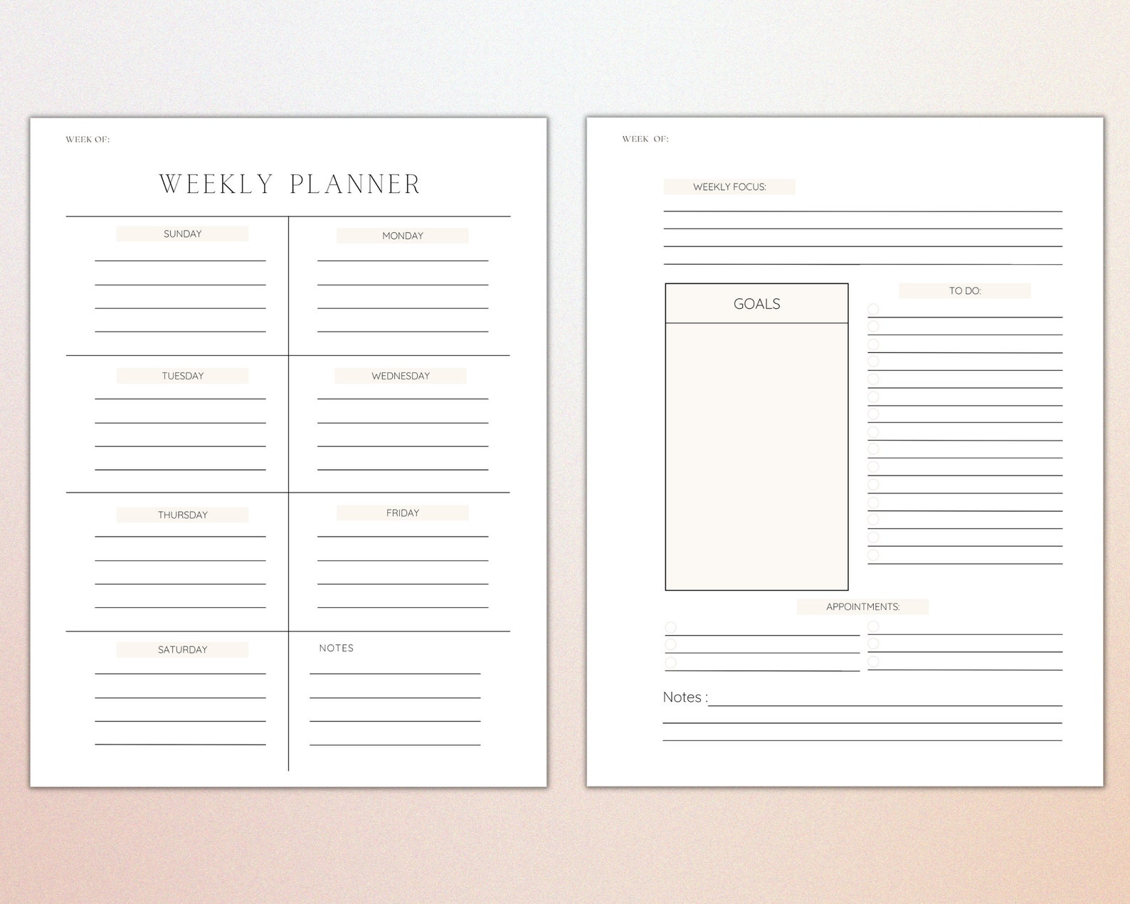 Undated Planner Daily, Weekly, Monthly, Yearly Planner, Printable ...