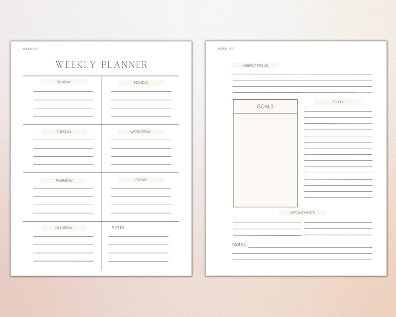 Undated Planner Daily, Weekly, Monthly, Yearly Planner, Printable ...