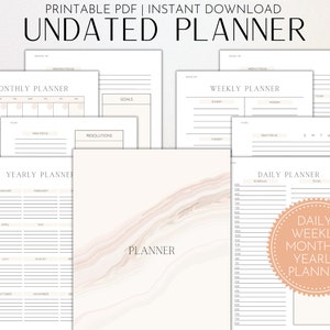 Undated Planner Daily, Weekly, Monthly, Yearly Planner, Printable ...