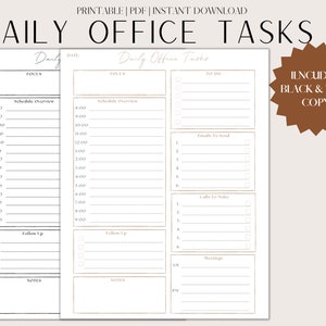 Daily Office Tasks Office Planner Work Planner Office | Etsy