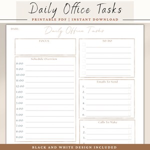 Daily Office Tasks Office Planner Work Planner Office - Etsy