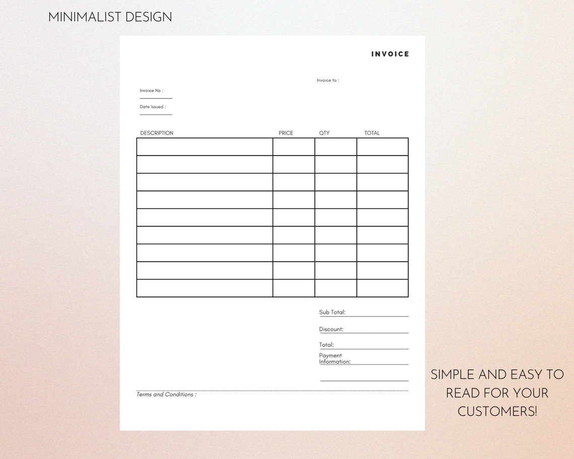 Printable Invoice Editable Invoice Invoice Template Contractor Invoice ...