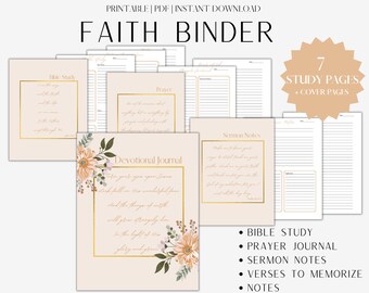Faith Journal Printable Bible Study Sheets Sermon Notes | Etsy