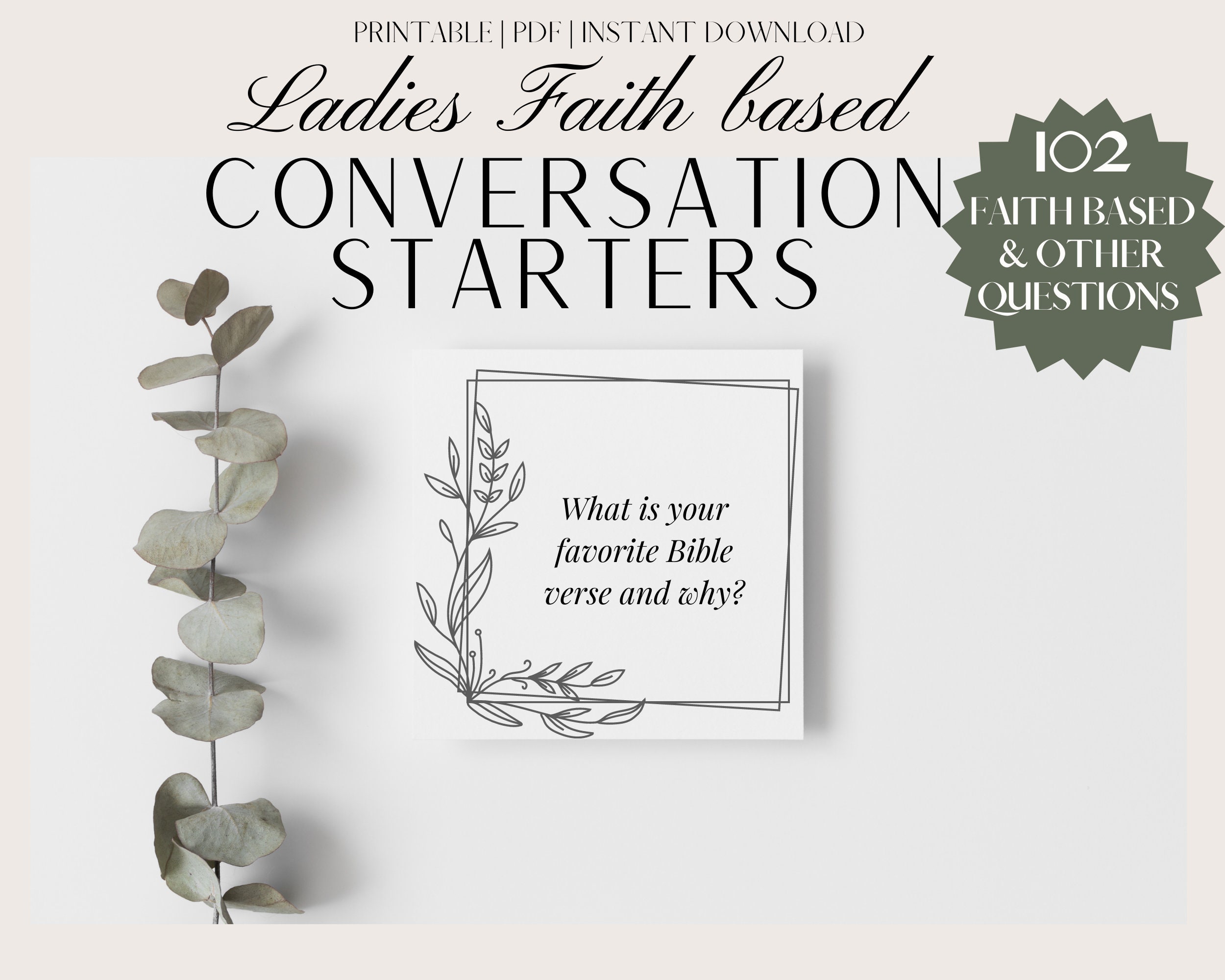 Printable Ladies Faith Based Conversation Starters - Etsy