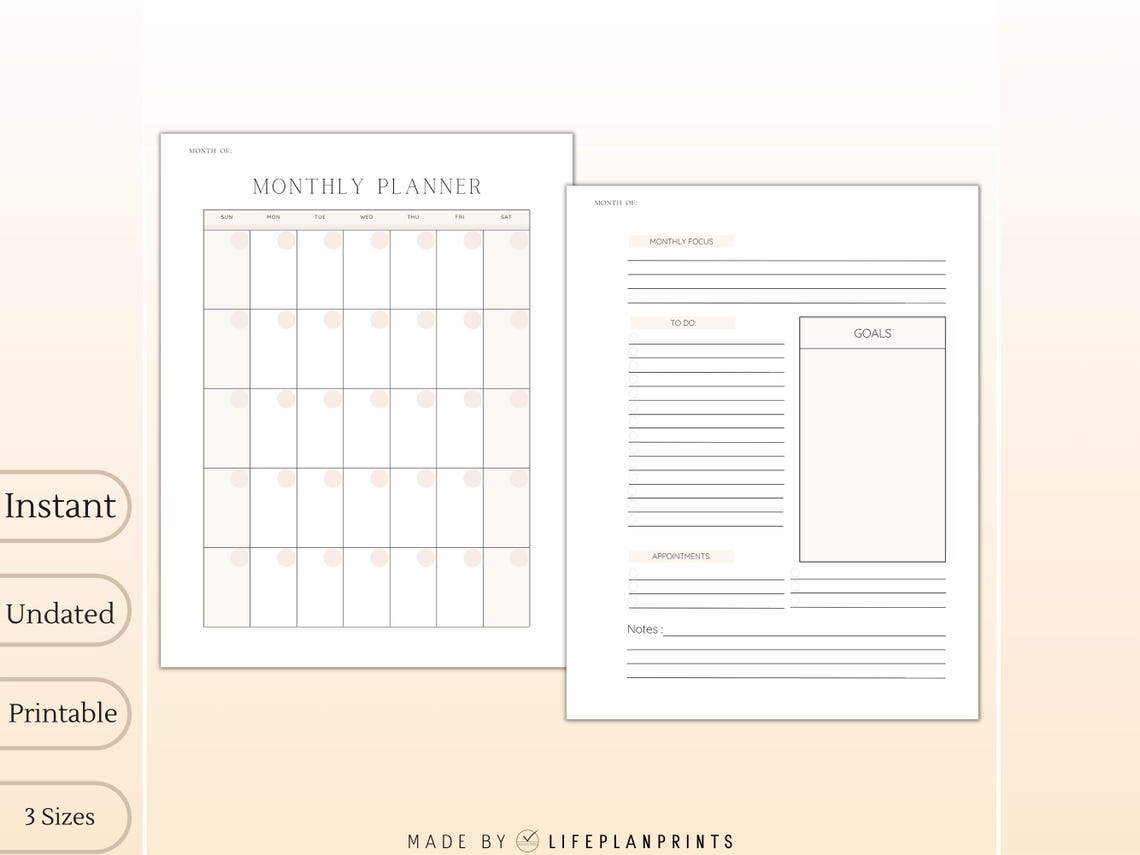 Undated Planner | Daily, Weekly, Monthly, Yearly Planner, Printable ...