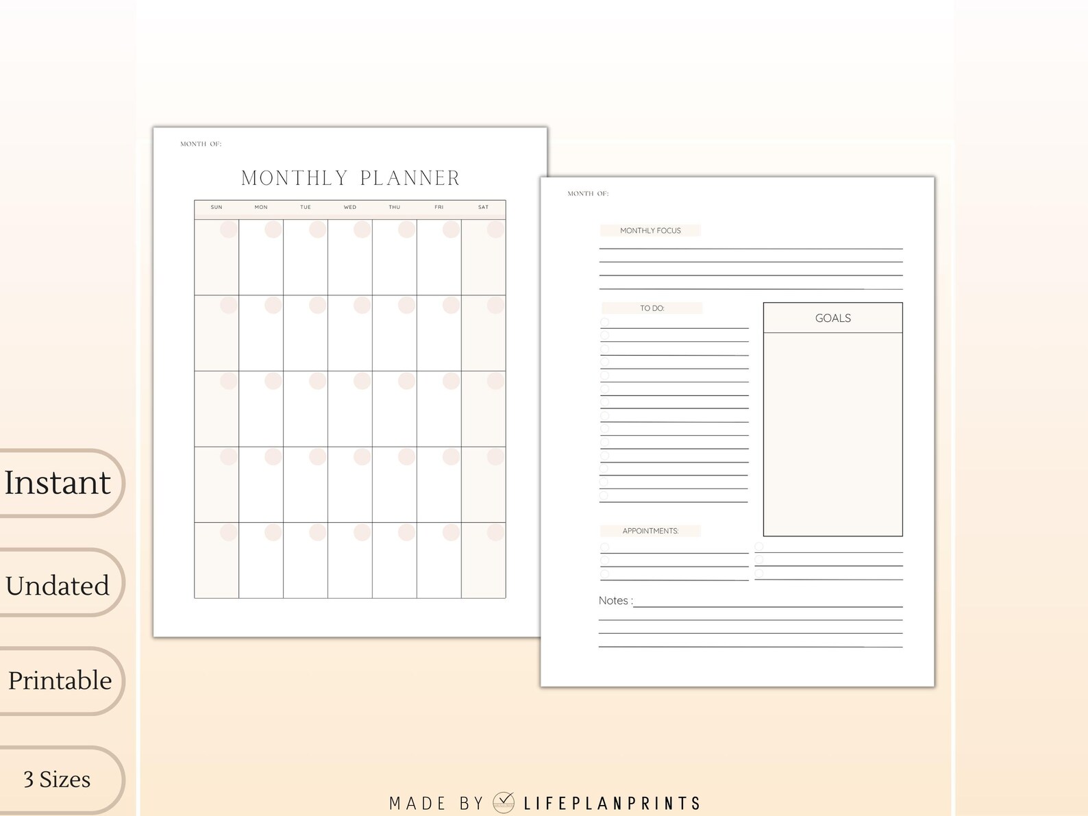 Undated Planner | Daily, Weekly, Monthly, Yearly Planner, Printable ...