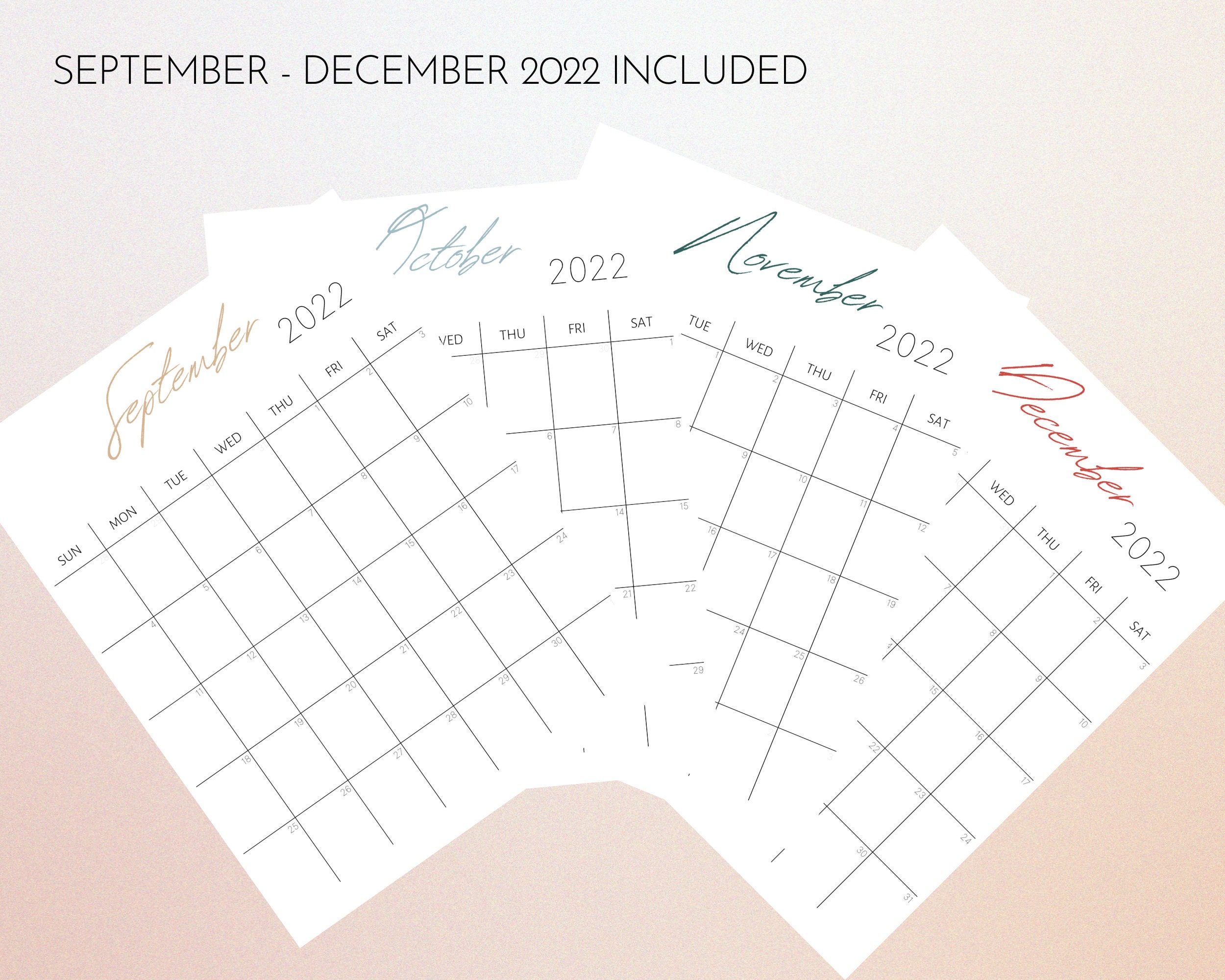 Printable 2022-2023-2024 Calendar Bundle Monthly Calendar Monthly ...