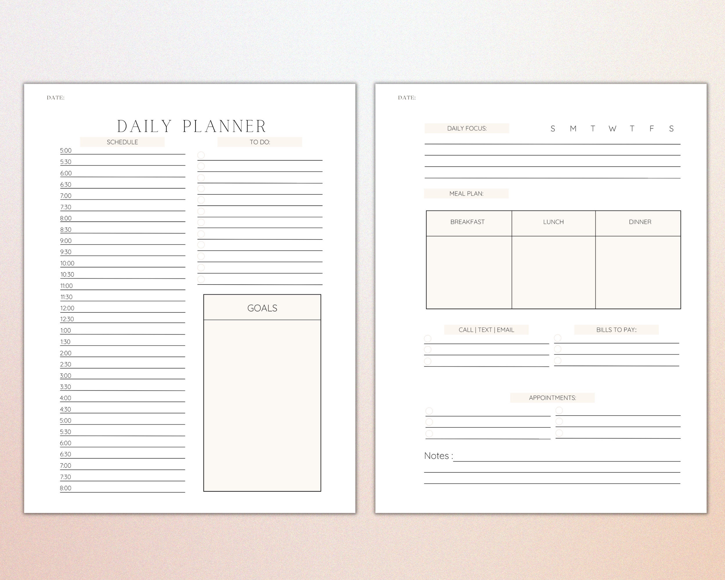 Undated Planner Daily, Weekly, Monthly, Yearly Planner, Printable ...