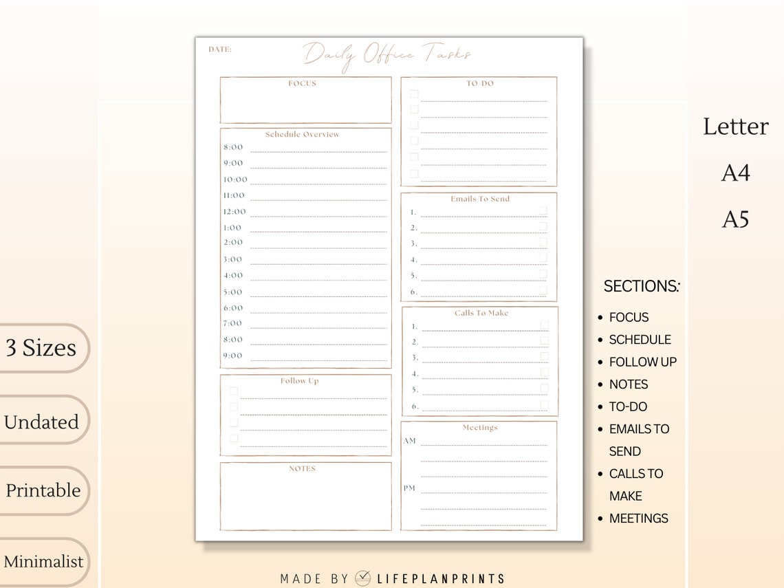 Daily Office Tasks | Office Planner | Work Planner | Office To-do ...
