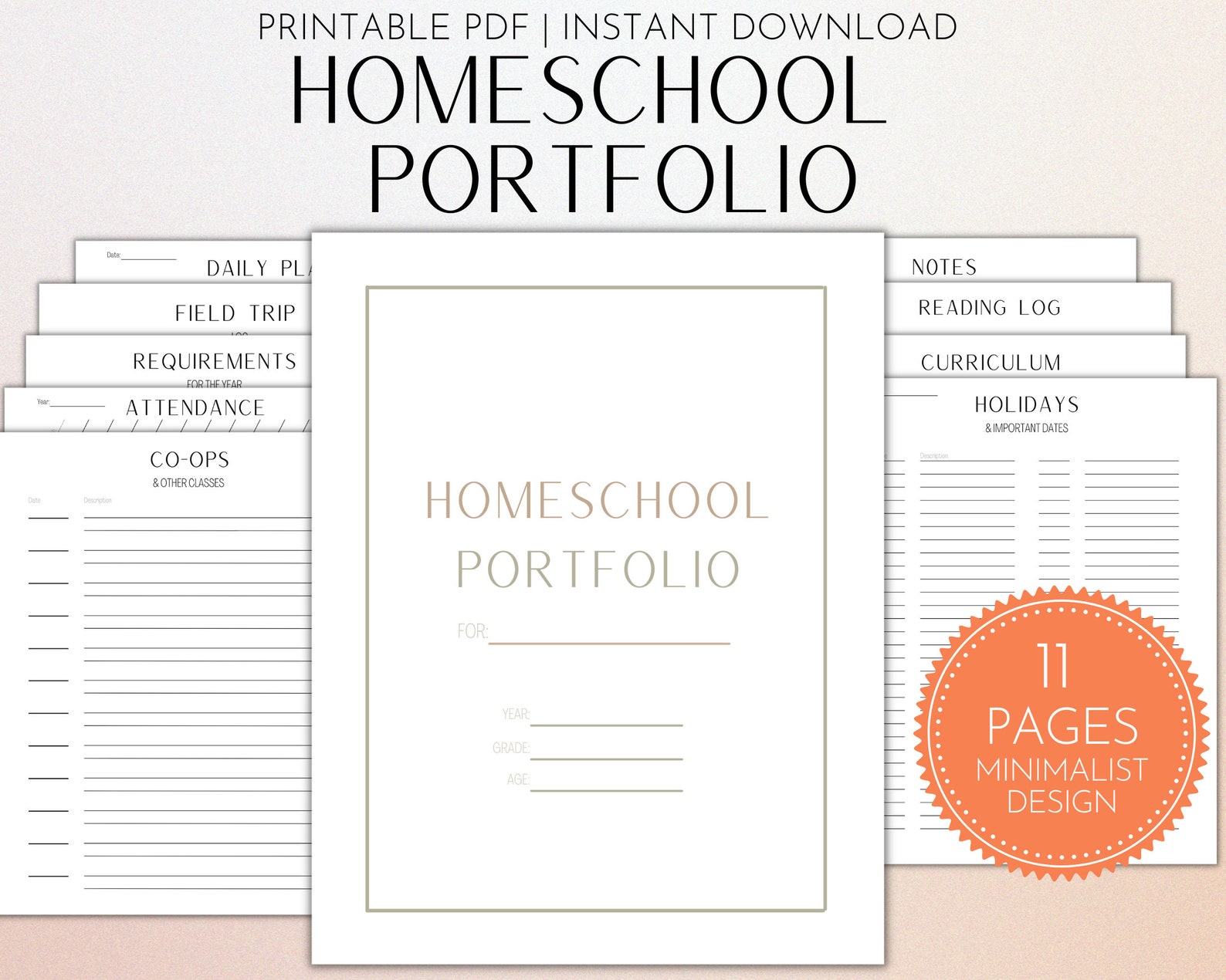 Printable Homeschool Portfolio Binder Pages Portfolio - Etsy