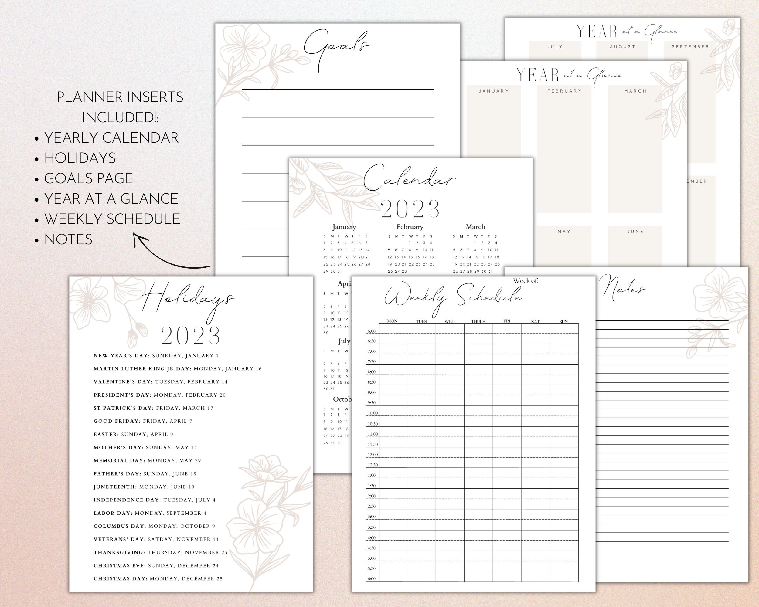 Printable 2023 Planner Bundle Monthly Planner Weekly Planner Dated ...