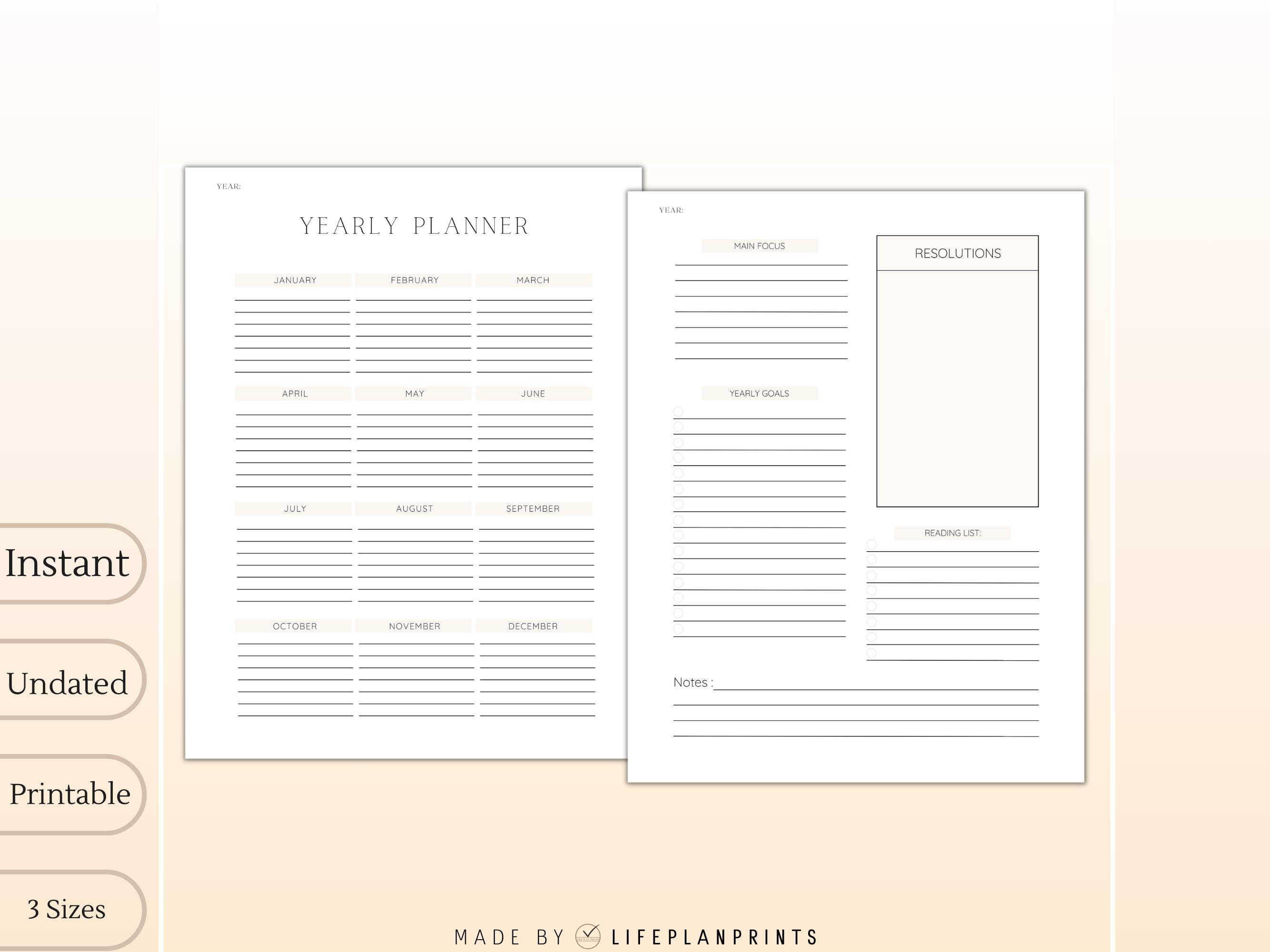 Undated Planner | Daily, Weekly, Monthly, Yearly Planner, Printable ...