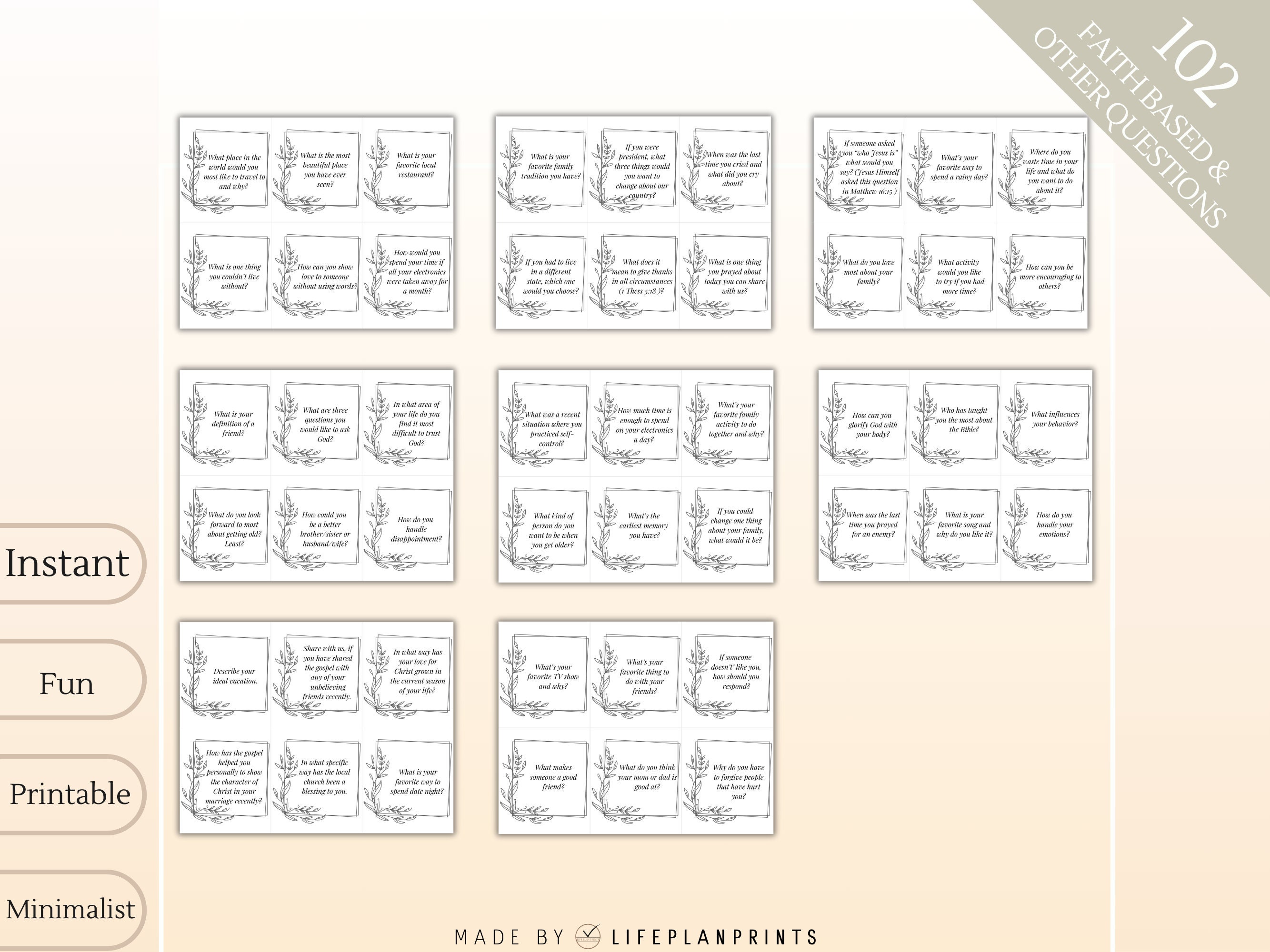 Printable Ladies Faith Based Conversation Starters | Minimal Design ...