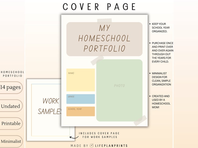 Printable Homeschool Portfolio Binder Pages | Academic Planner ...
