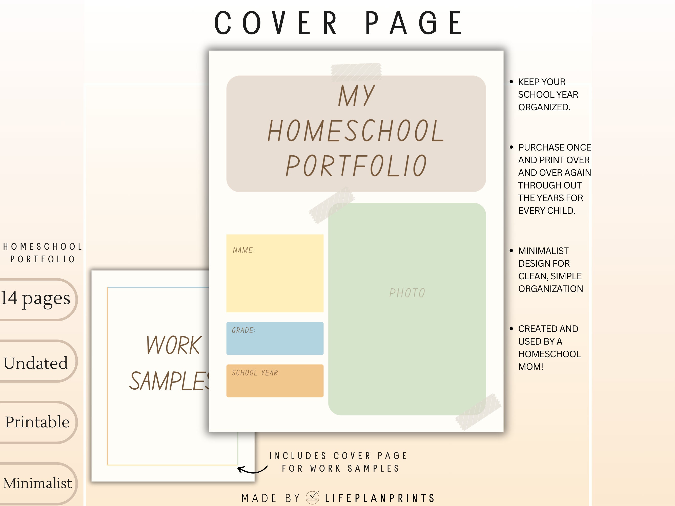 Printable Homeschool Portfolio Binder Pages | Academic Planner ...