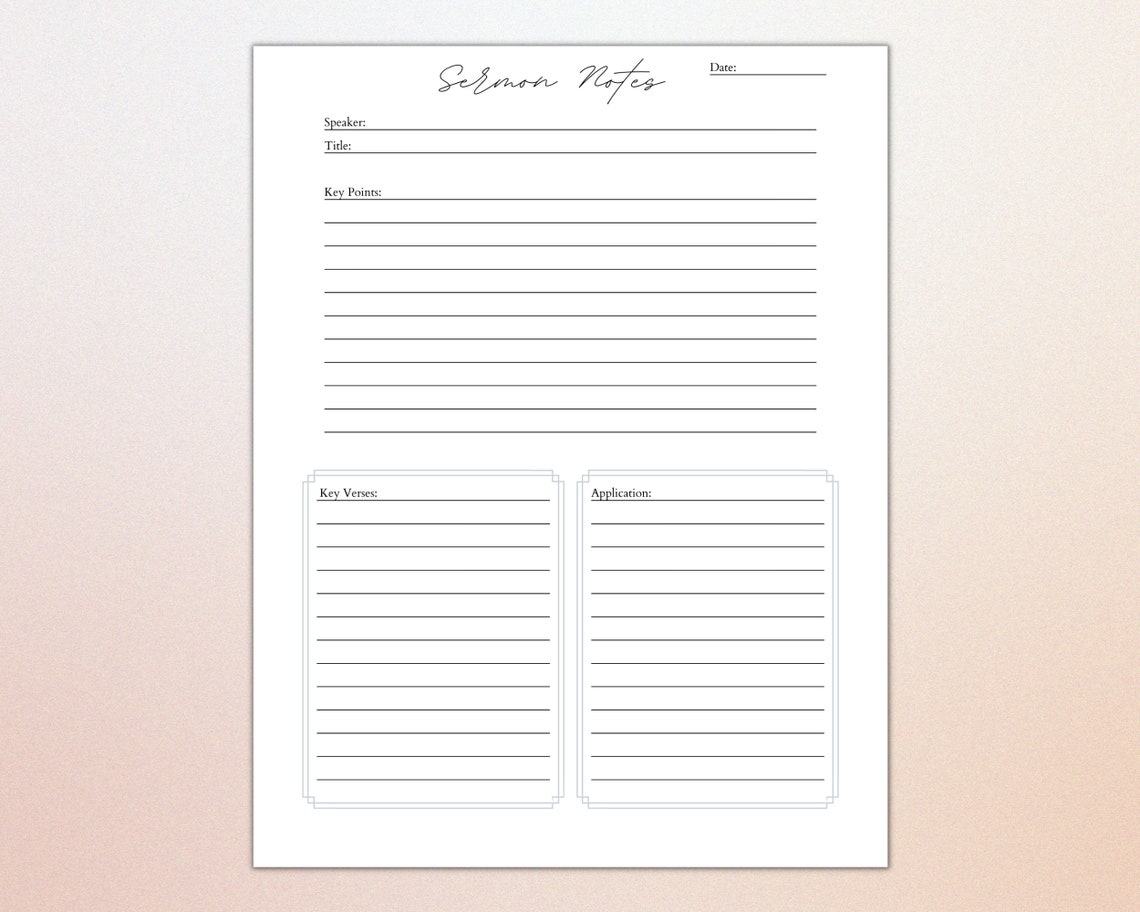 Faith Journal Printable Bible Study Sheets Sermon Notes - Etsy