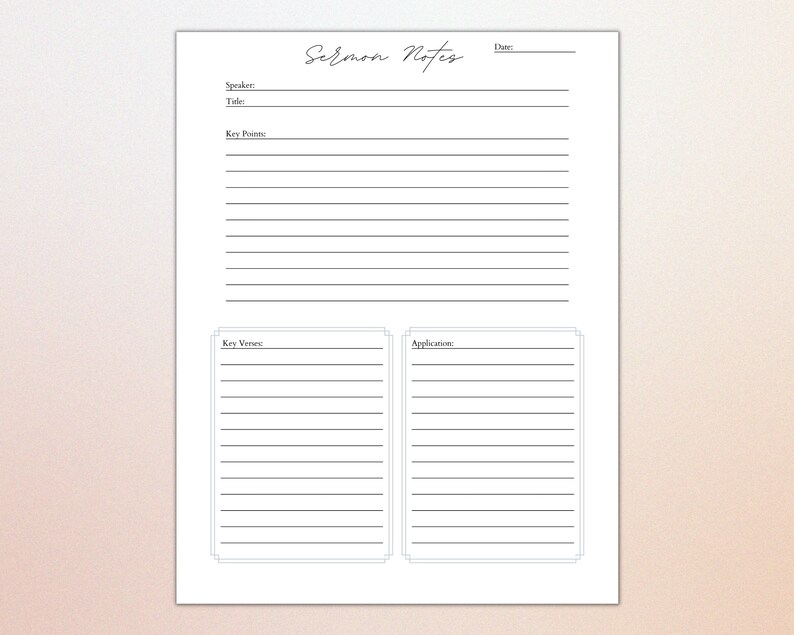 Faith Journal Printable Bible Study Sheets Sermon Notes - Etsy