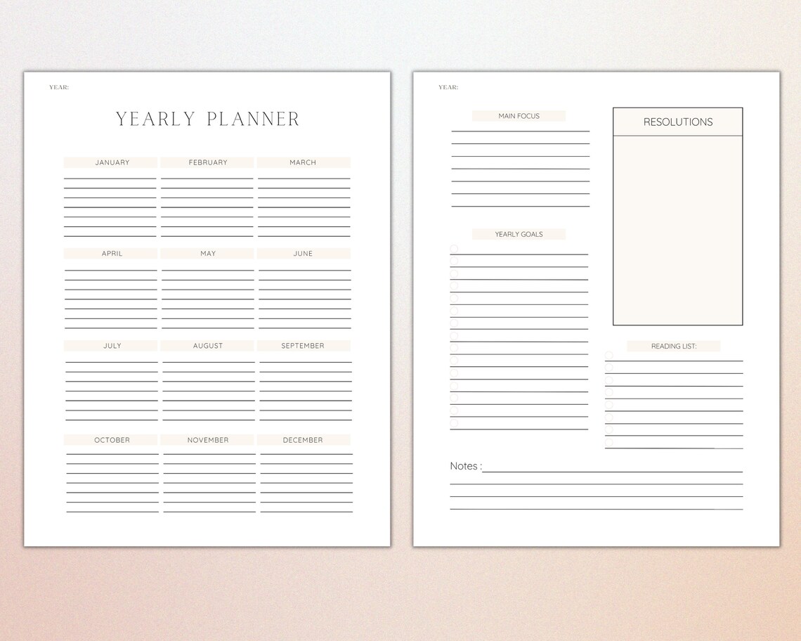 Undated Planner Daily, Weekly, Monthly, Yearly Planner, Printable ...