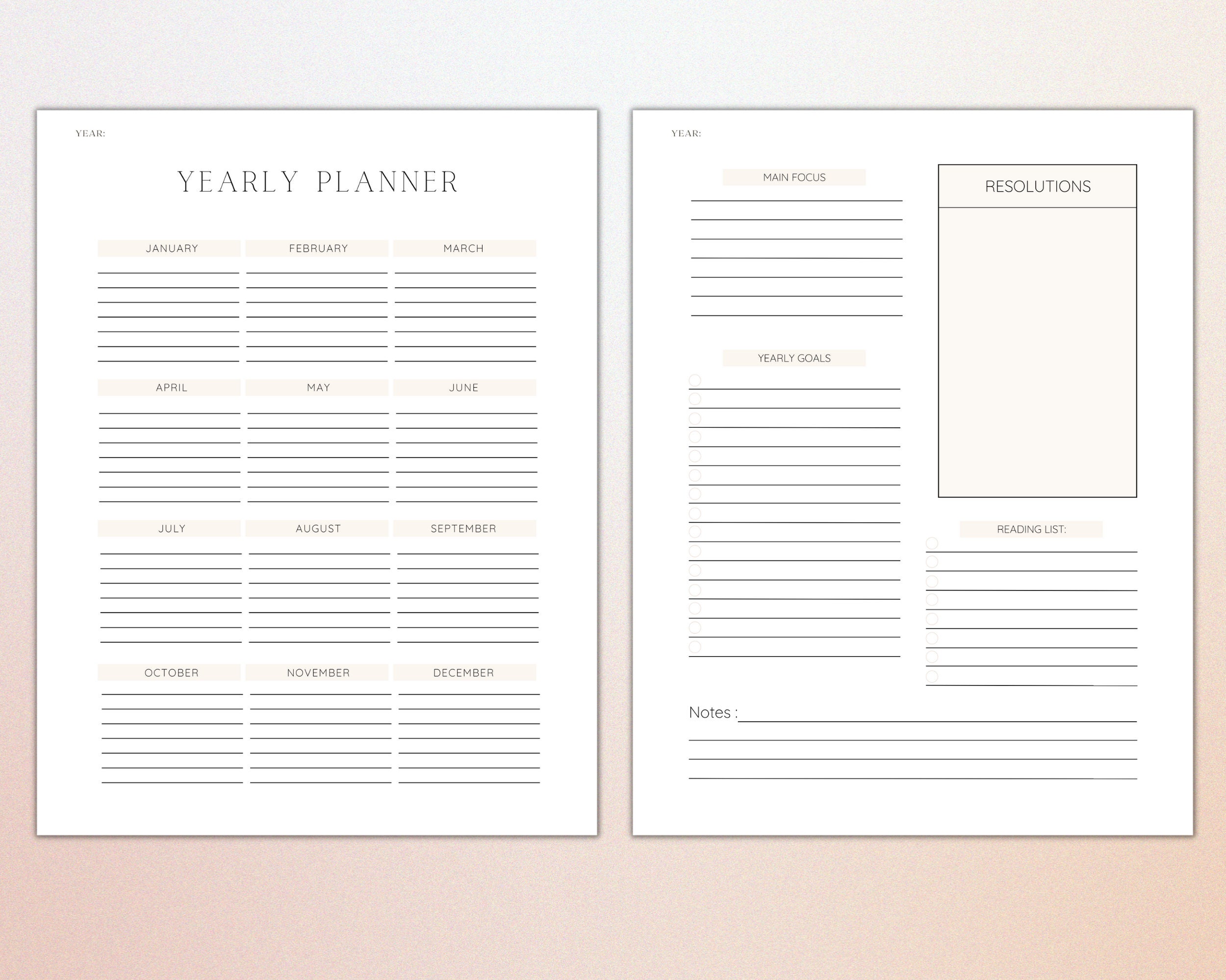 Undated Planner Daily, Weekly, Monthly, Yearly Planner, Printable ...