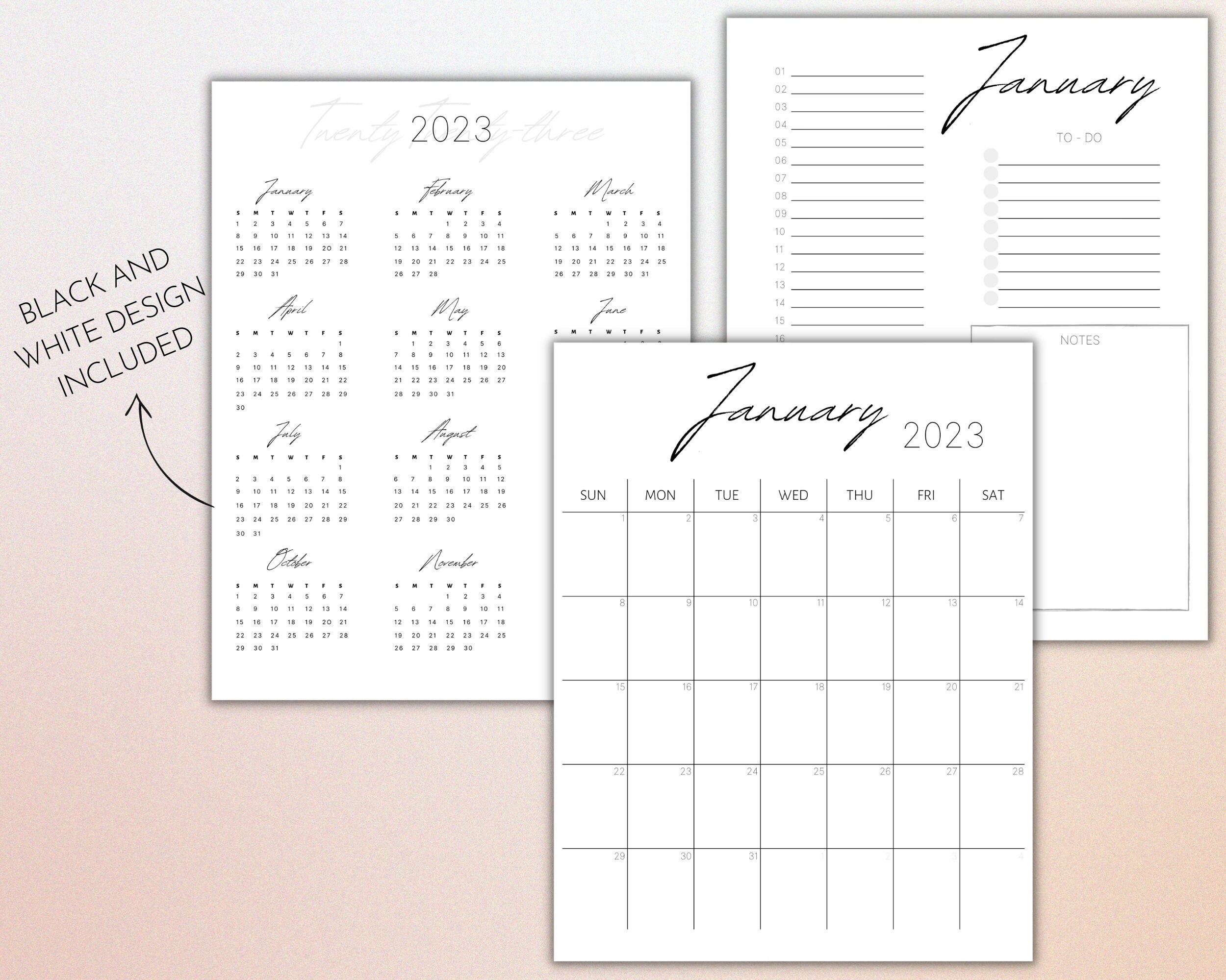 Printable 2022-2023-2024 Calendar Bundle Monthly Calendar Monthly ...