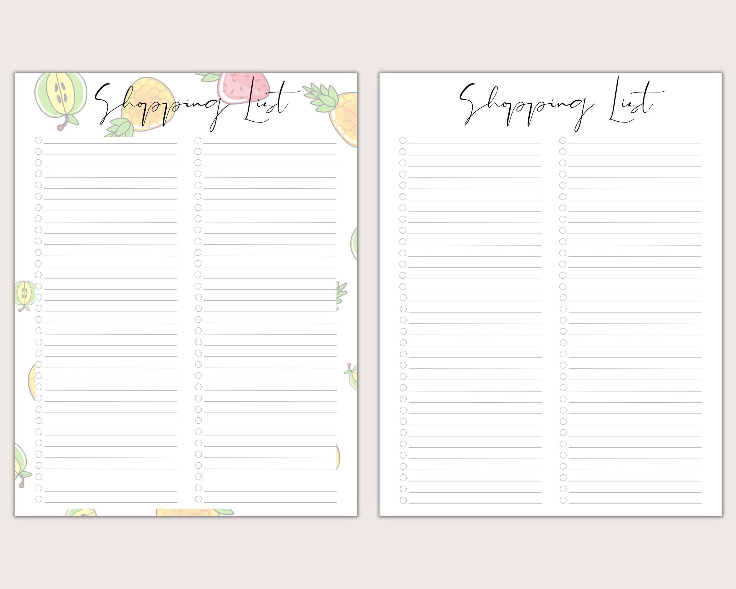Shopping List Printable Shopping Checklist Grocery List to Buy List - Etsy