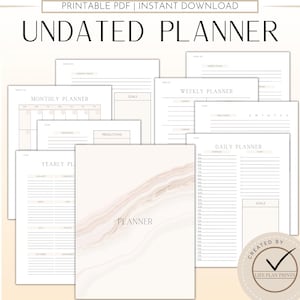 Undated Planner | Daily, Weekly, Monthly, Yearly Planner, Printable ...