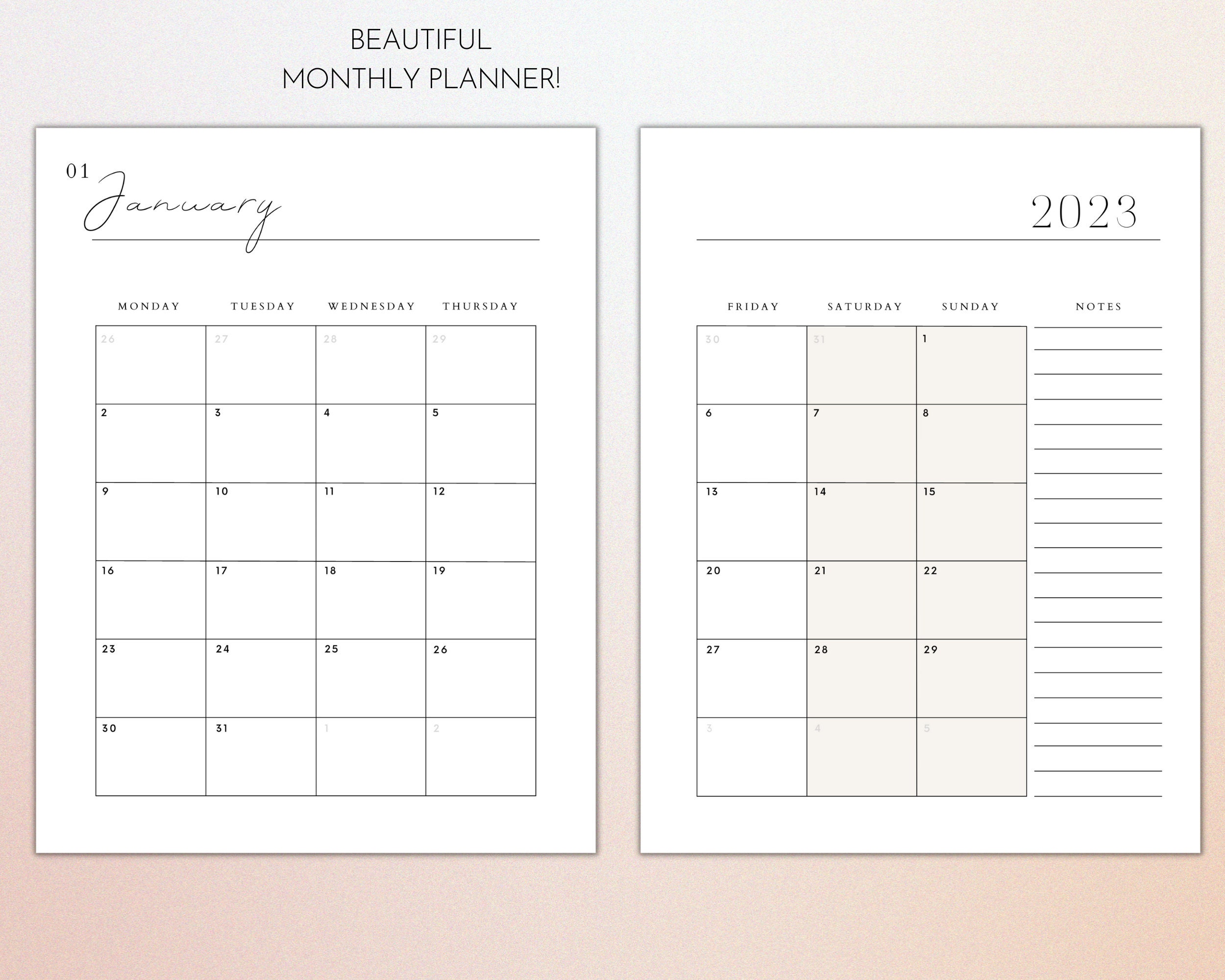 Printable 2023 Planner 2023 Calendar Minimalist Planner Daily Planner ...