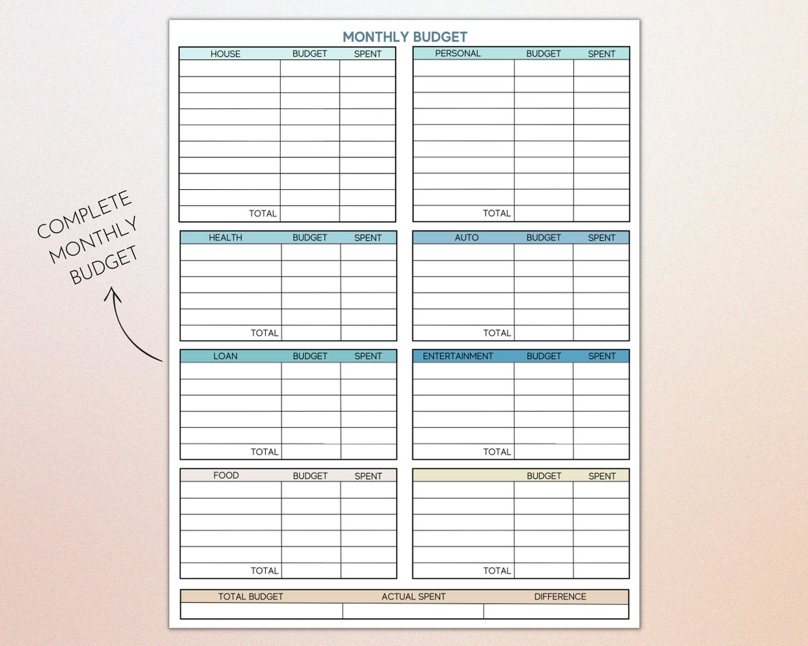 Printable Monthly Budget Bundle Budget Planner Epense Tracker Budget Spreadsheet - Etsy