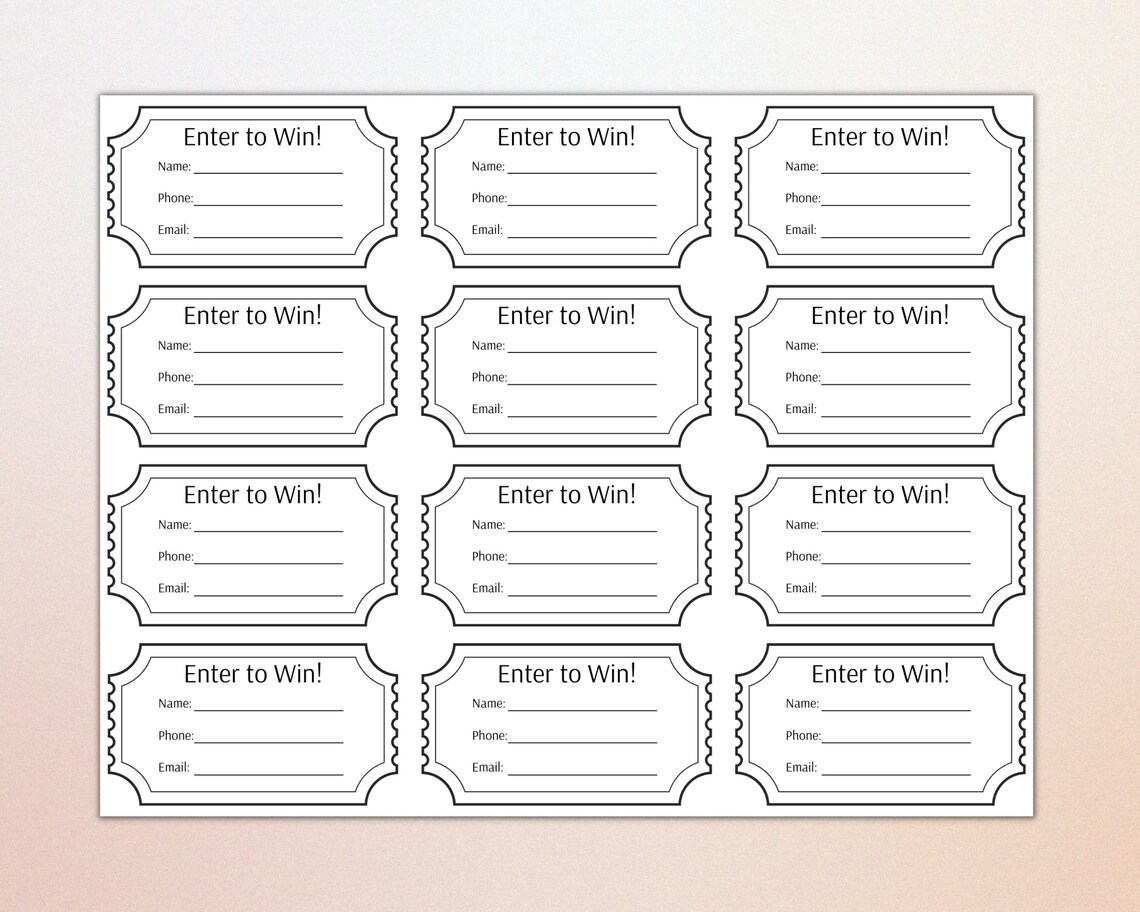 Printable Raffle Tickets Simple Raffle Tickets Enter to Win Tickets ...