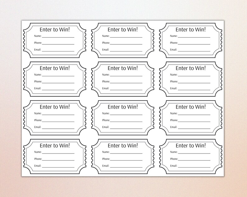 Printable Raffle Tickets Simple Raffle Tickets Enter to Win Tickets ...