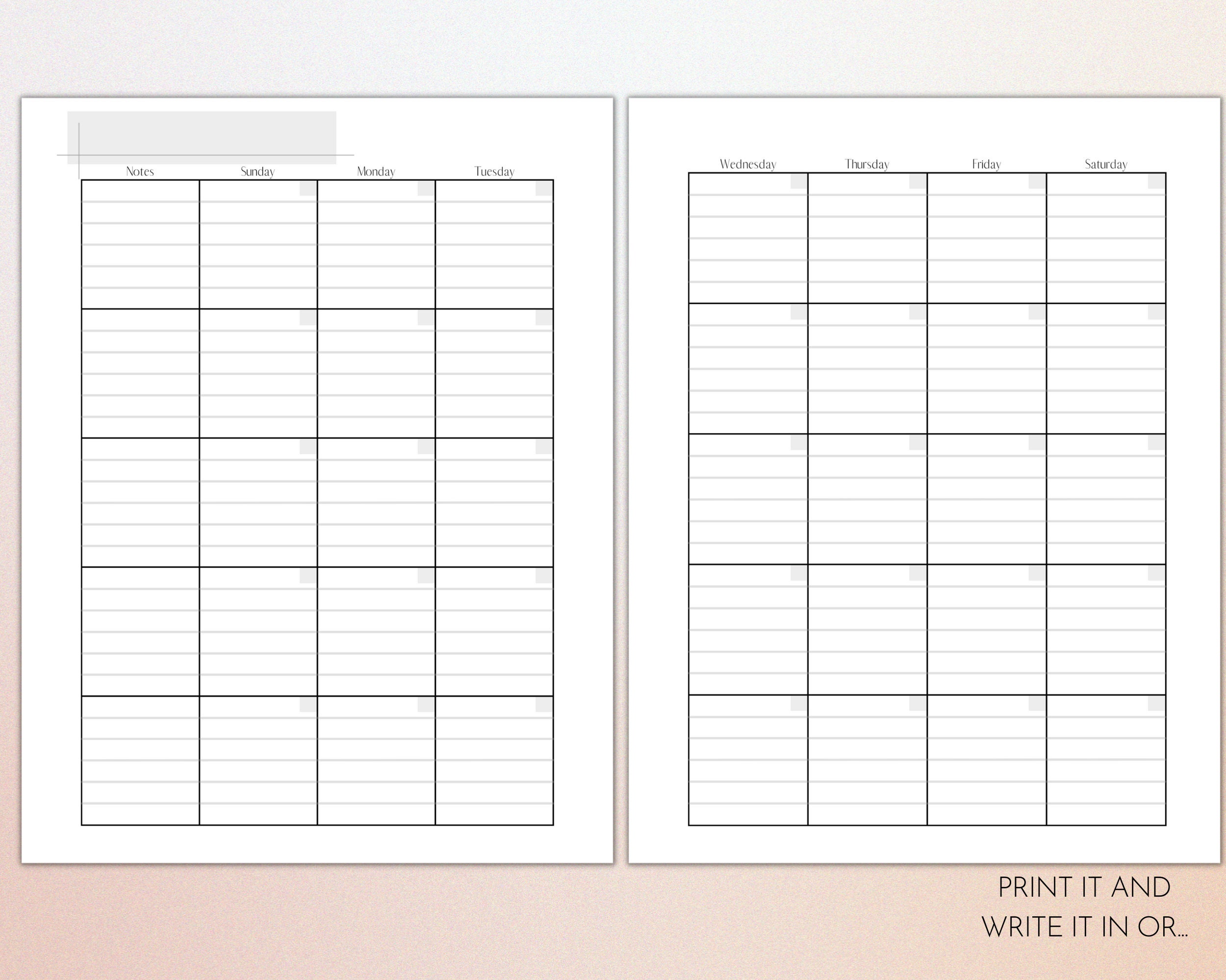 Printable Lined Monthly Calendar Undated Undated Calendar Monthly ...