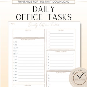 Daily Office Tasks | Office Planner | Work Planner | Office To-do ...