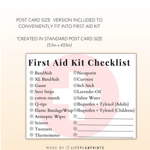 Printable First Aid Kit Checklist | Postcard Size | Complete First Aid ...