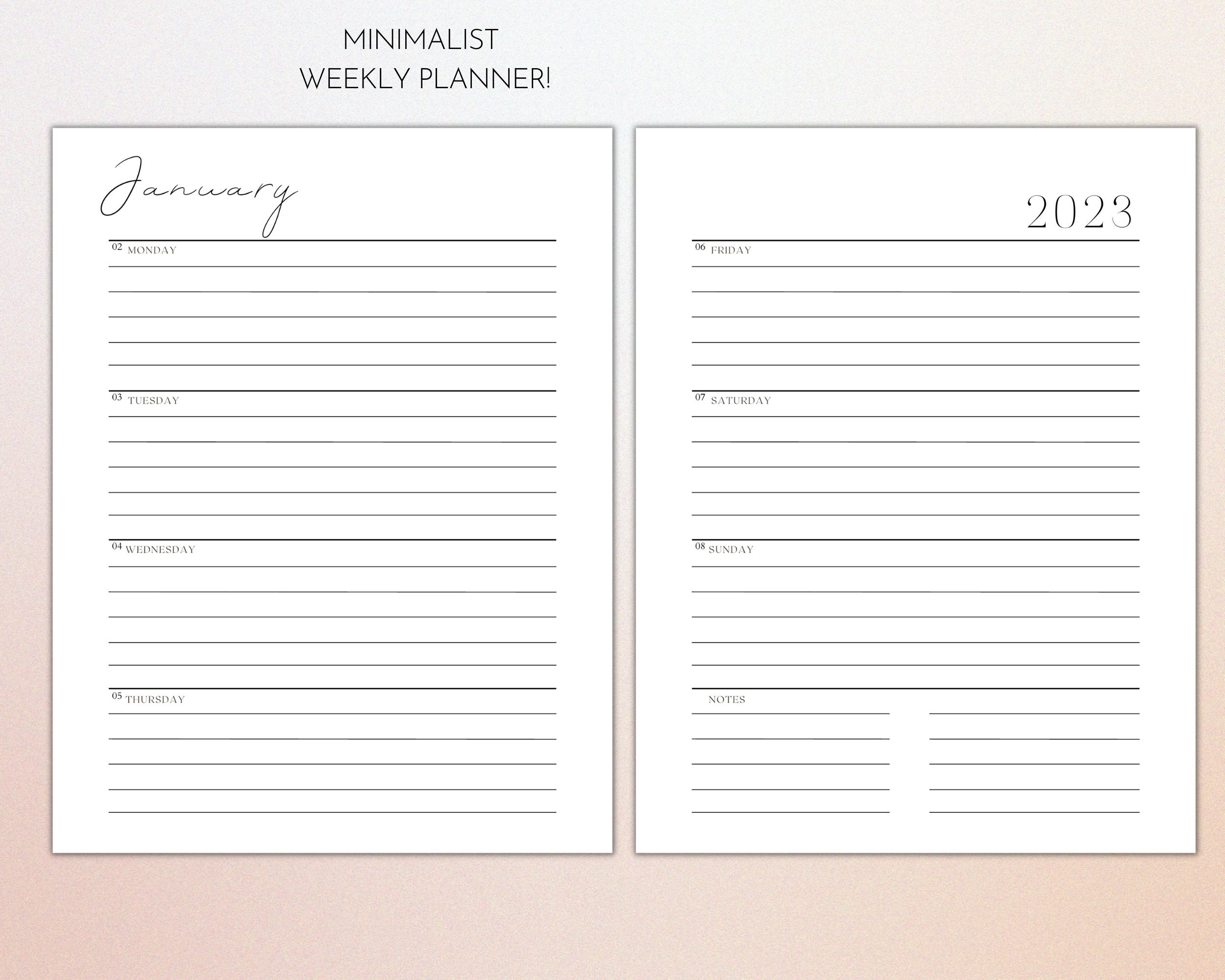 Printable 2023 Planner 2023 Calendar Minimalist Planner Daily Planner ...