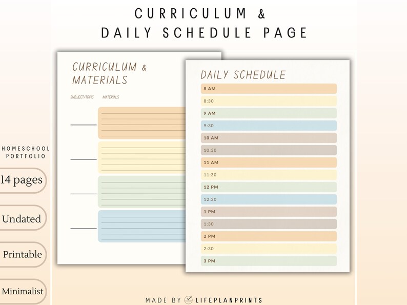 Printable Homeschool Portfolio Binder Pages | Academic Planner ...
