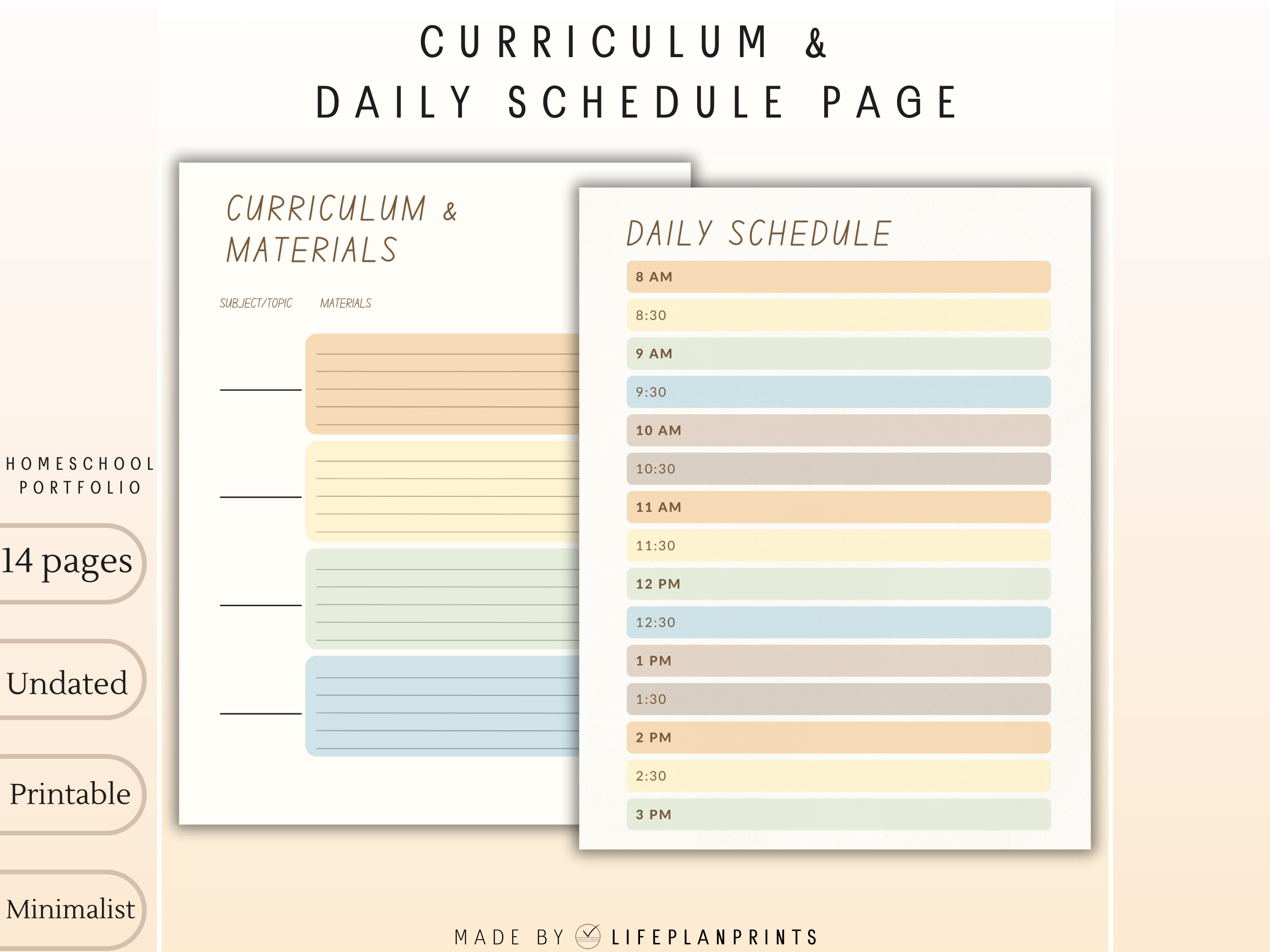 Printable Homeschool Portfolio Binder Pages | Academic Planner ...