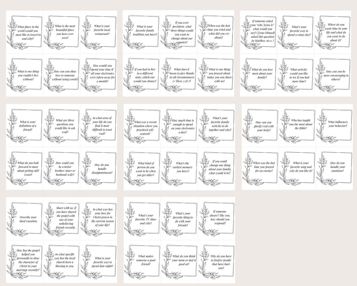 Printable Ladies Faith Based Conversation Starters - Etsy