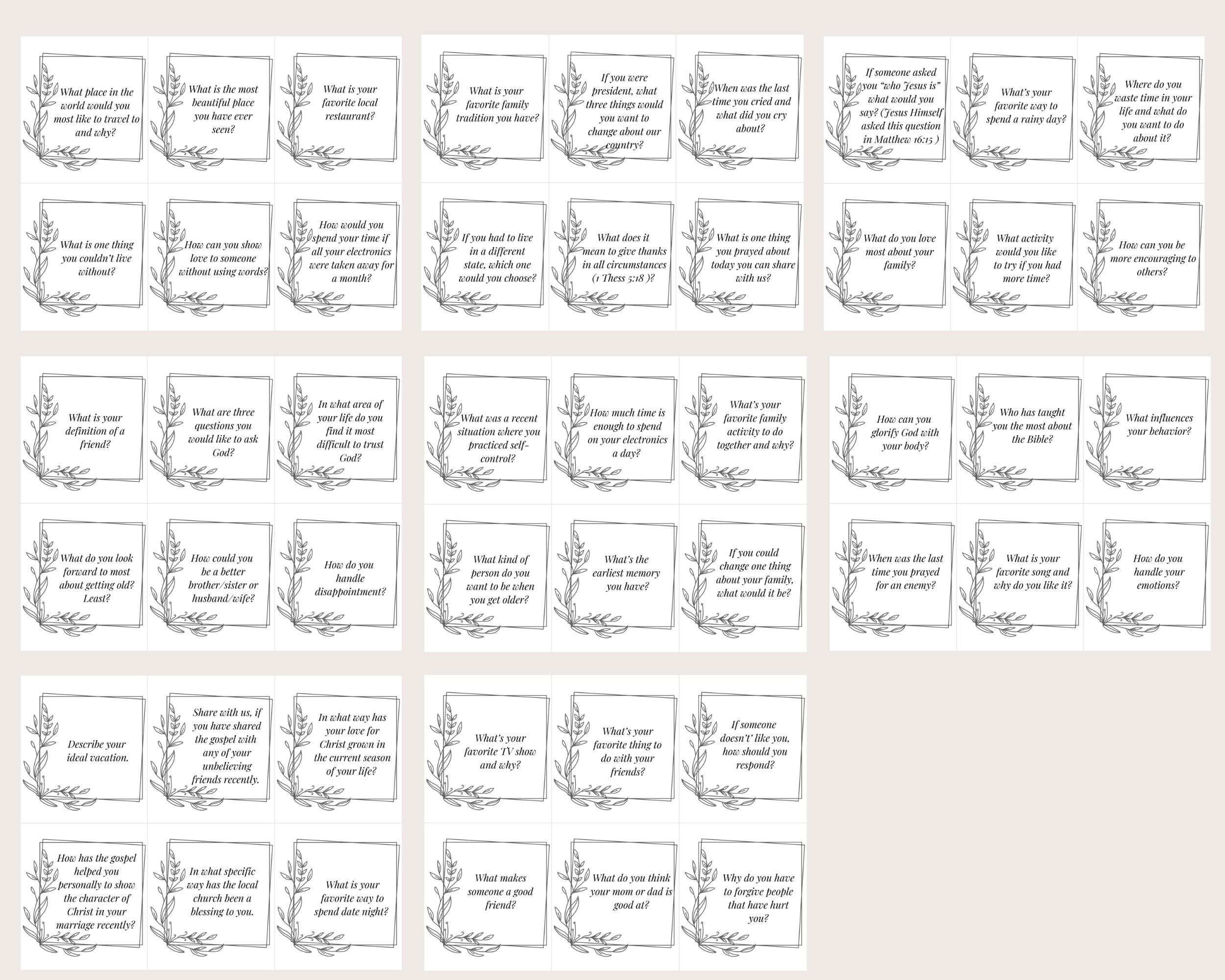 Printable Ladies Faith Based Conversation Starters - Etsy