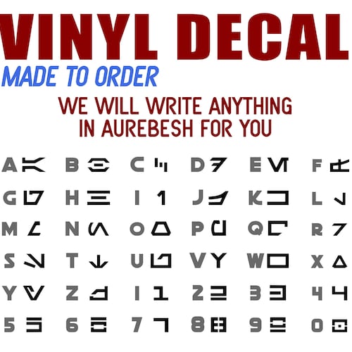 Personalized Star Wars Inspired Aurebesh Lettering Vinyl - Etsy